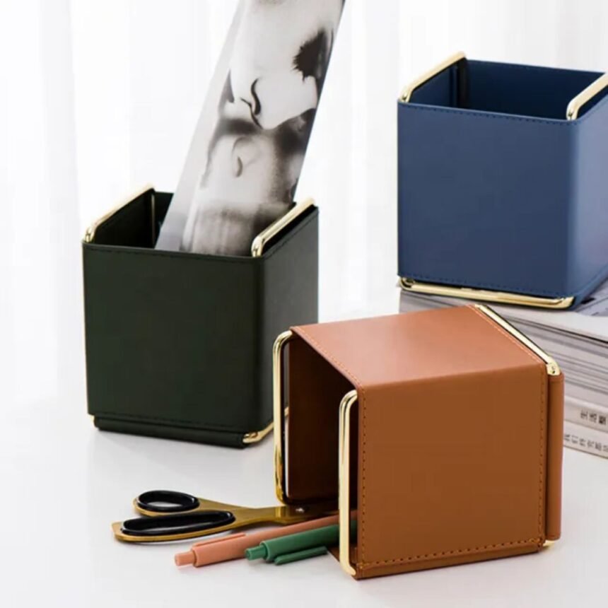 Small Leather Tabletop Organizer - Home Stuff