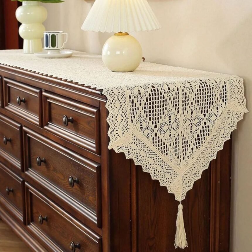 Bohemian Crocheted Table/Cabinet Runner - Home Stuff