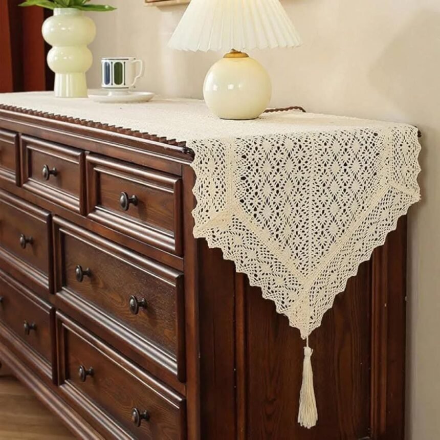 Bohemian Crocheted Table/Cabinet Runner - Home Stuff