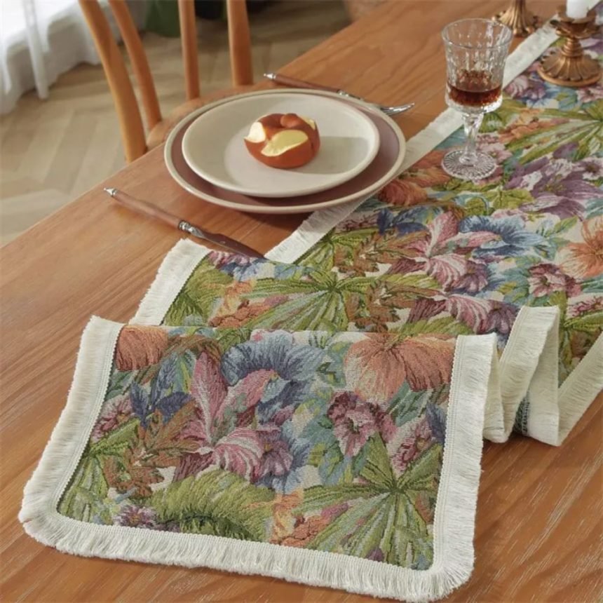 Exotic Meadow Garden Fringe Table Runner - Home Stuff