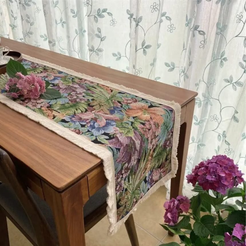 Exotic Meadow Garden Fringe Table Runner - Home Stuff